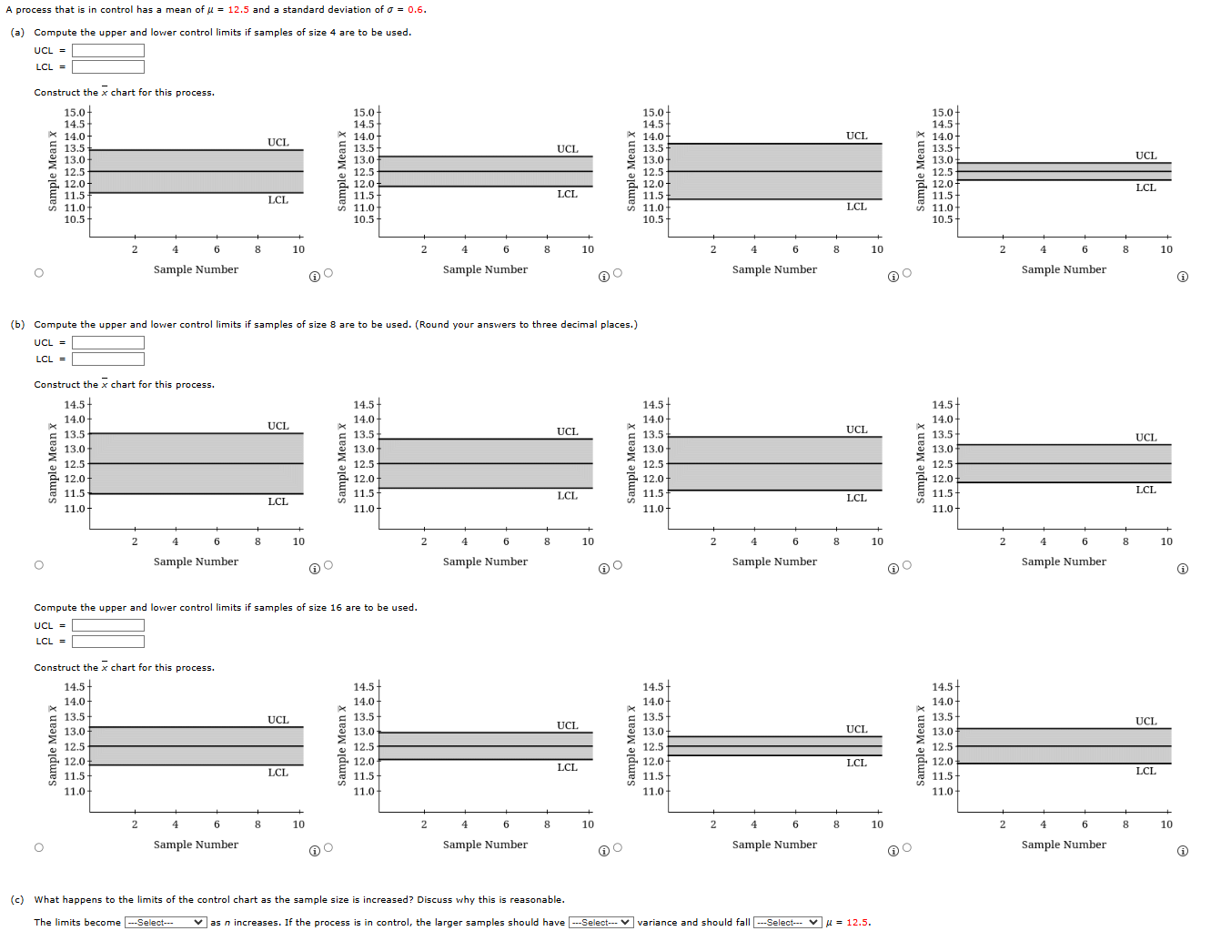 Solved (a) ﻿Compute the upper and lower control limits if | Chegg.com