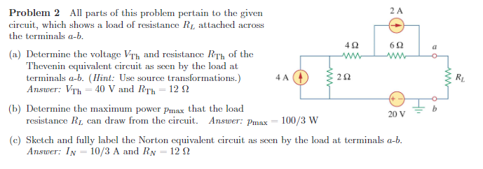 Solved Answer: VTh=40 V and RTh=12Ω b) Determine the maximum | Chegg.com