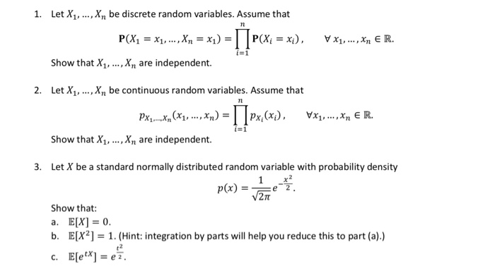 Solved 1. Let X1, ..., Xn be discrete random variables. | Chegg.com