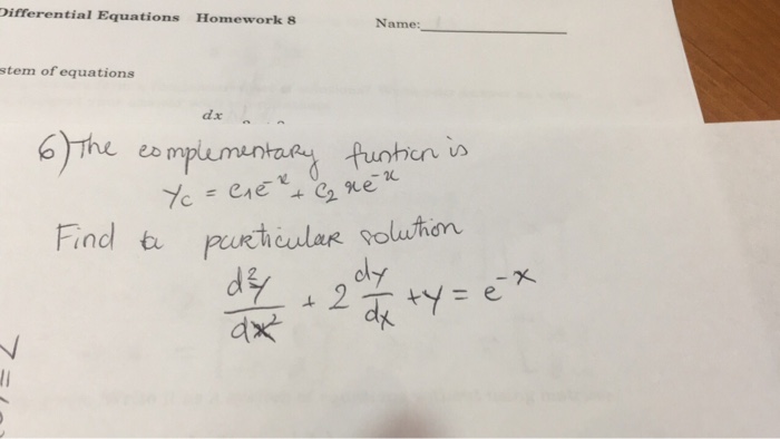 Solved The complementary function is y_c = c_1 e^-x + c_2 | Chegg.com
