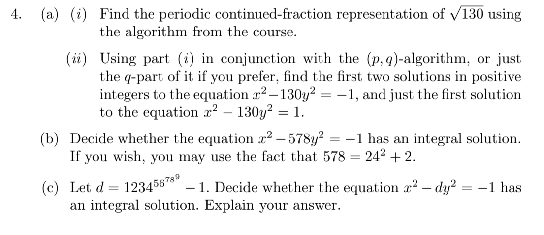 Solved (a) (i) ﻿Find the periodic continued-fraction | Chegg.com