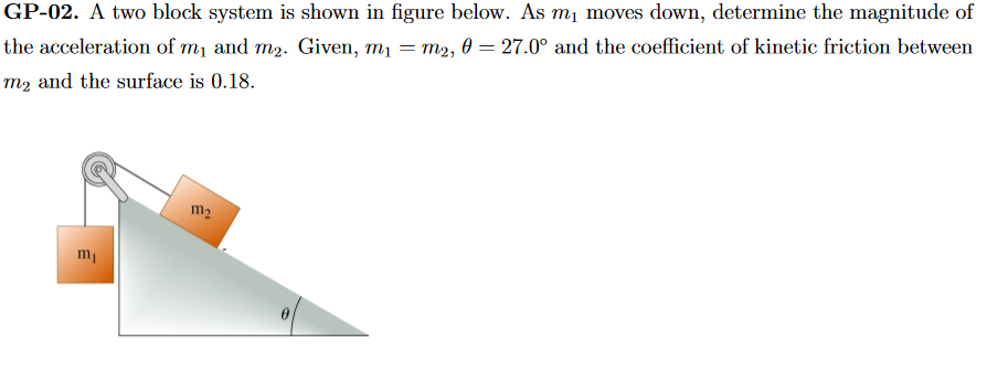 Solved GP-02. A two block system is shown in figure below. | Chegg.com