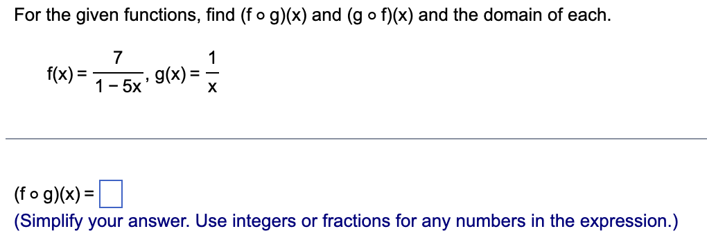 Solved For the given functions, find (f∘g)(x) and (g∘f)(x) | Chegg.com
