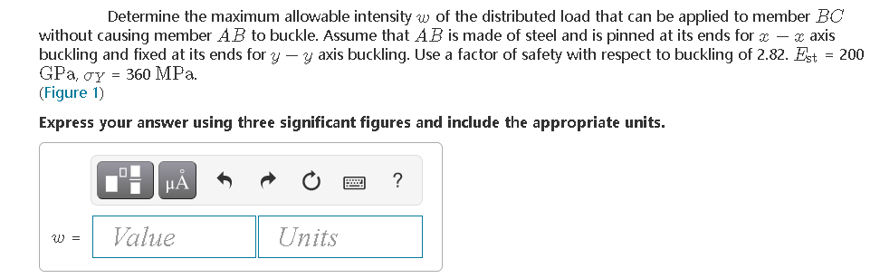 Solved Determine the maximum allowable intensity w of the | Chegg.com