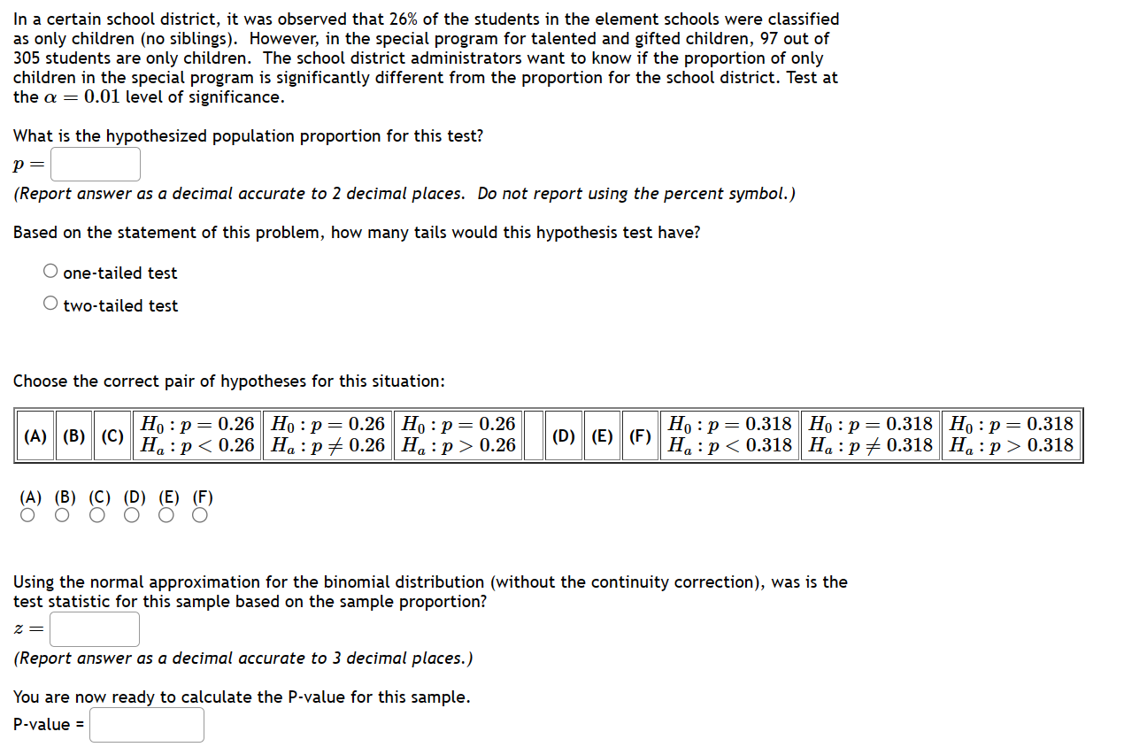 Solved In a certain school district, it was observed that | Chegg.com