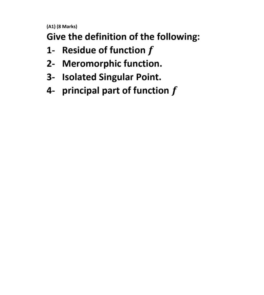 Solved (A1) (8 Marks) Give the definition of the following: | Chegg.com