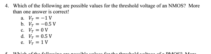 Solved 4. Which of the following are possible values for the | Chegg.com