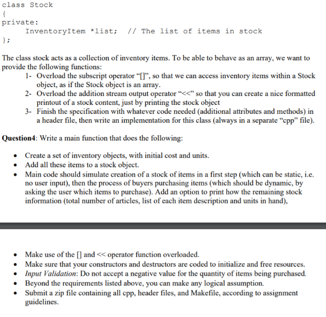 Solved in cpp An “Inventory” class specification can be | Chegg.com