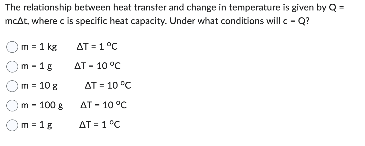 Solved The relationship between heat transfer and change in | Chegg.com