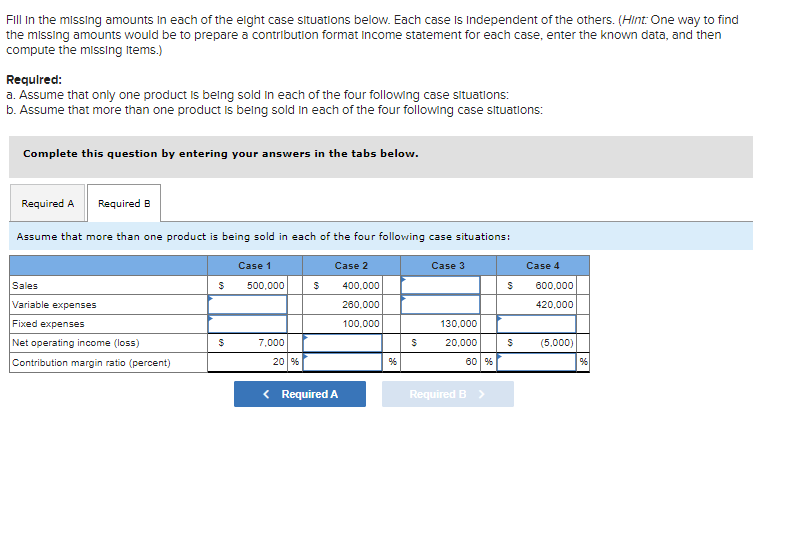 Solved Fill In the missing amounts in each of the elght case | Chegg.com
