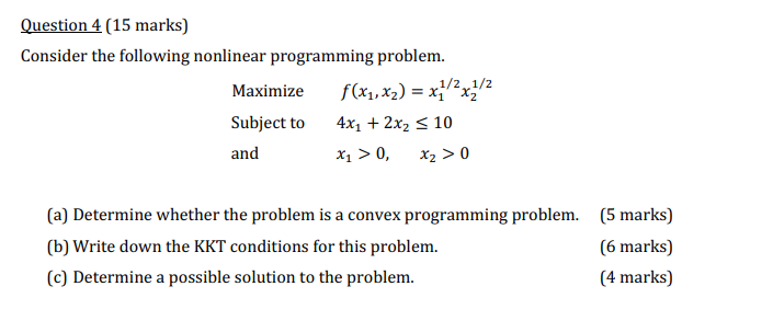 Solved Consider the following nonlinear programming problem. | Chegg.com