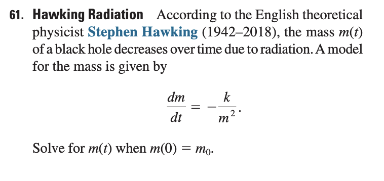 Solved 61. Hawking Radiation According to the English | Chegg.com
