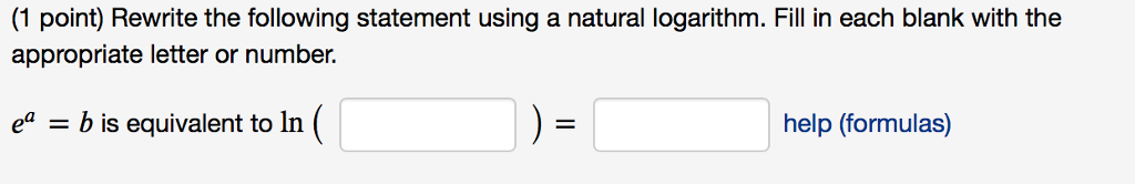 Solved (1 point) Rewrite the following statement using a | Chegg.com