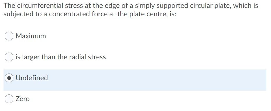 Solved The circumferential stress at the edge of a simply | Chegg.com