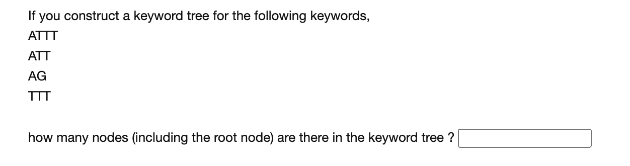 Solved If you construct a keyword tree for the following | Chegg.com