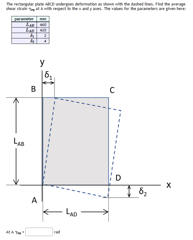 Solved The rectangular plate ABCD undergoes deformation as | Chegg.com