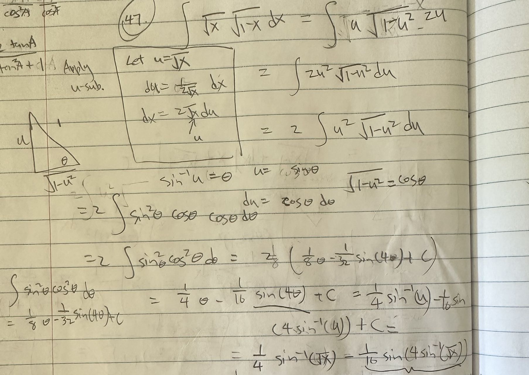 How do I solve Problem#47, I applied u-sub and | Chegg.com
