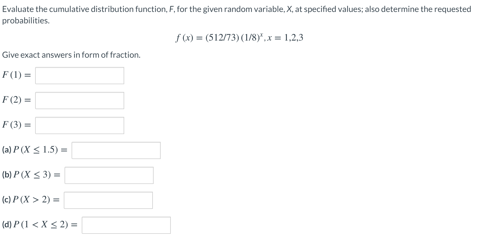 Solved Evaluate The Cumulative Distribution Function F For