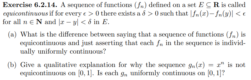 Solved Exercise 6.2.14. A sequence of functions (fn) defined | Chegg.com