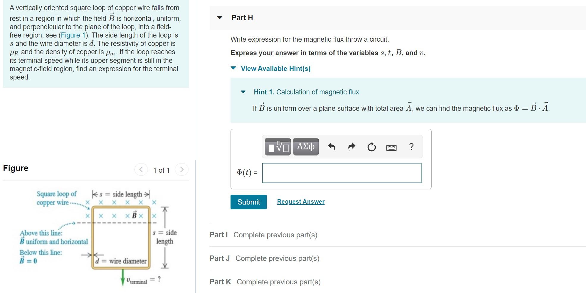 Solved Part 1 A vertically oriented square loop of copper | Chegg.com