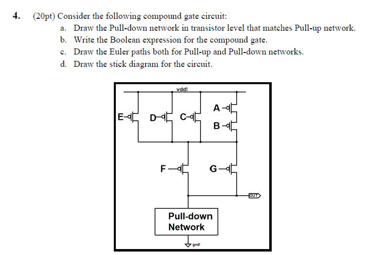Solved 4. (20pt) Consider the following compound gate | Chegg.com