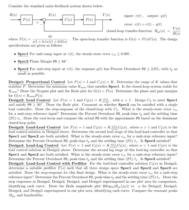 Solved Consider the standard unity-feedback system shown | Chegg.com