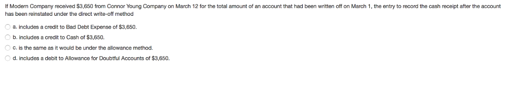 Solved Under the allowance method, when a specific account | Chegg.com