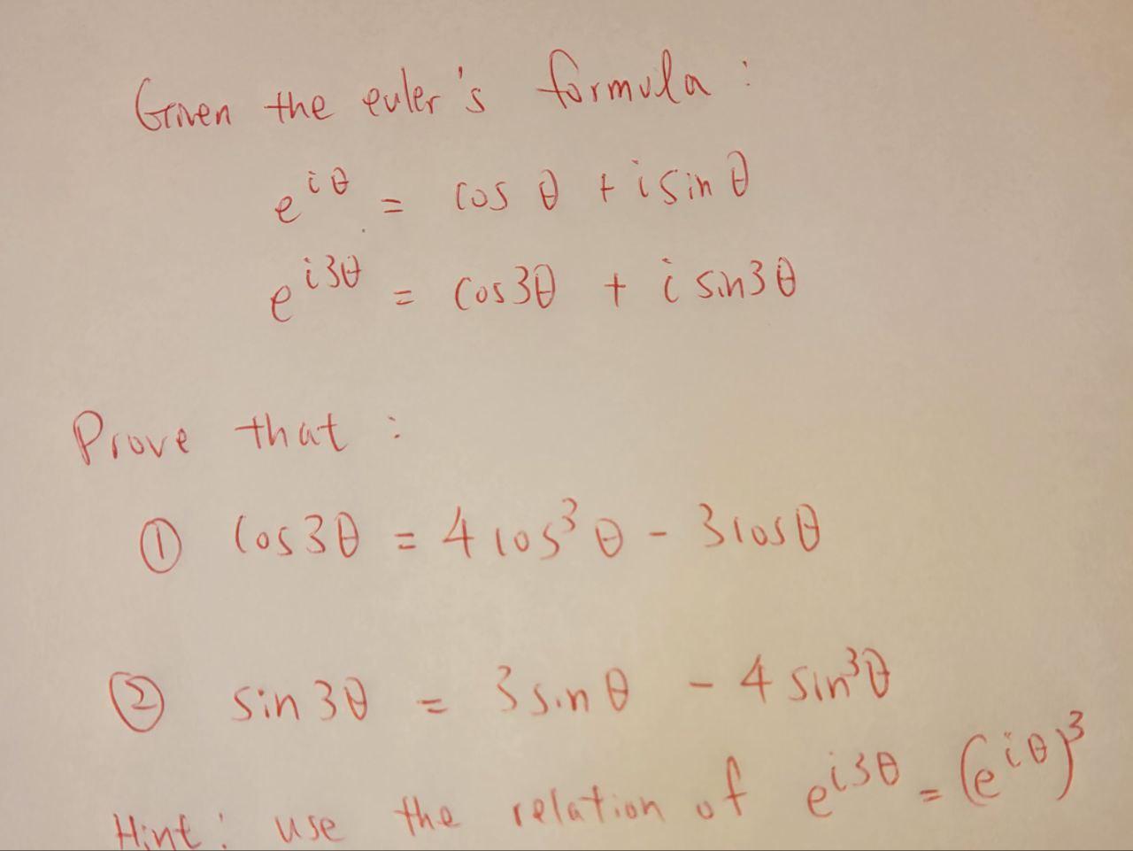 Solved Given the euler's formula: | Chegg.com