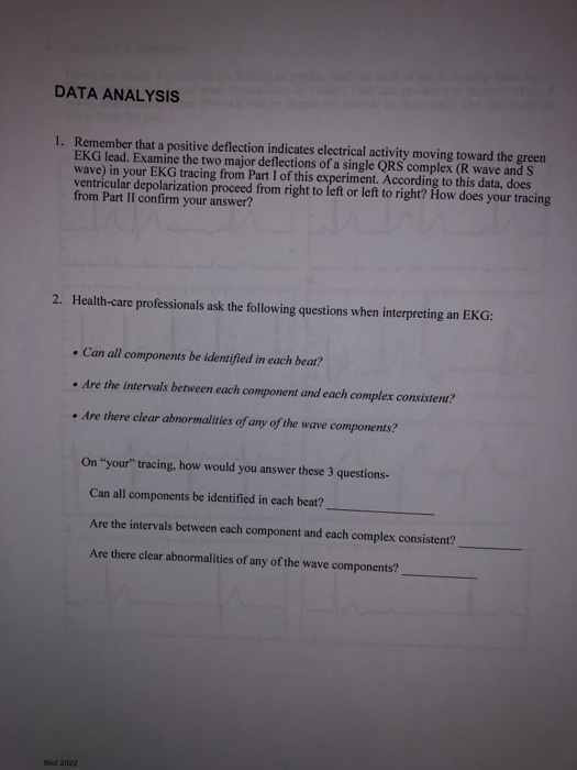 DATA ANALYSIS Remember that a positive deflection | Chegg.com