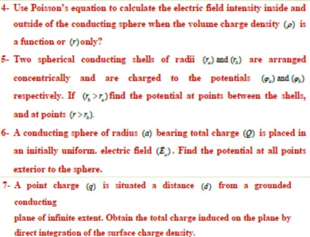 Solved 4- Use Poisson's equation to calculate the electric | Chegg.com