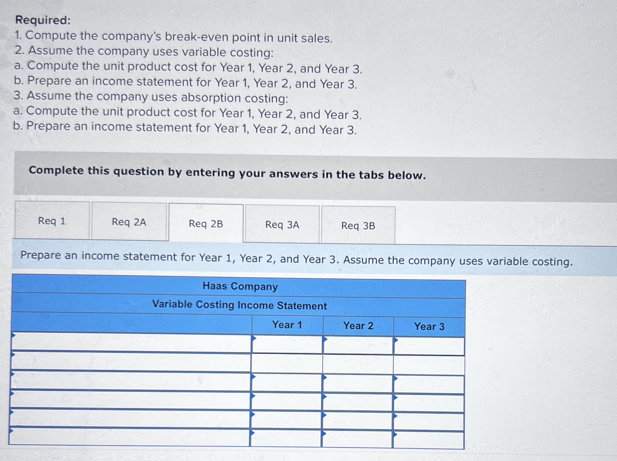 Solved Required: 1. Compute the company's break-even point | Chegg.com