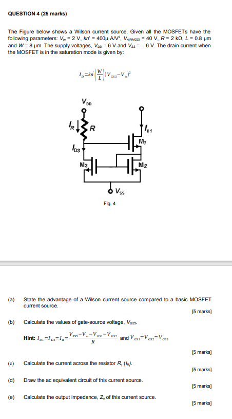 Solved The Figure below shows a Wilson current source. Given | Chegg.com