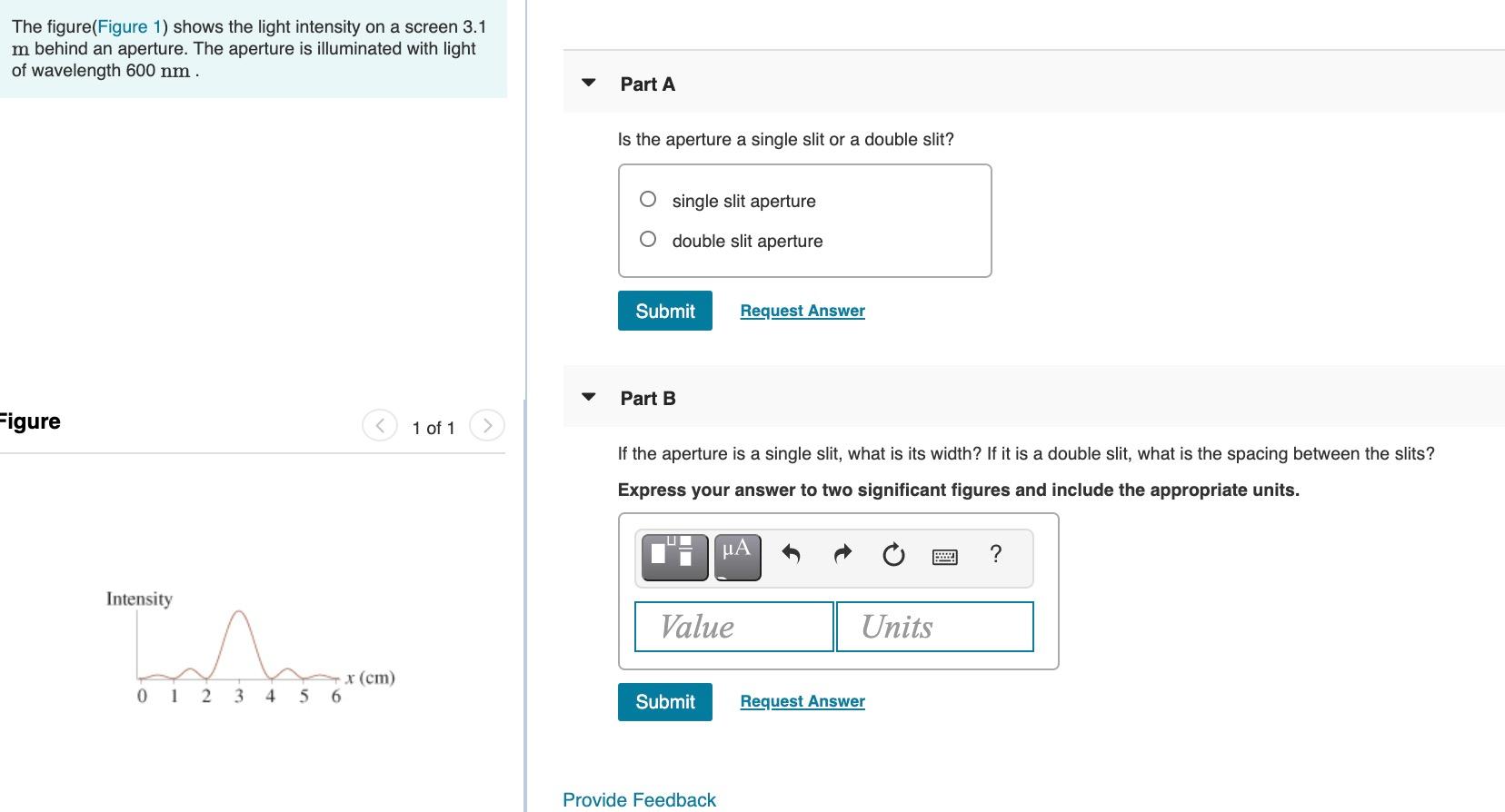 Solved The figure(Figure 1) shows the light intensity on a | Chegg.com