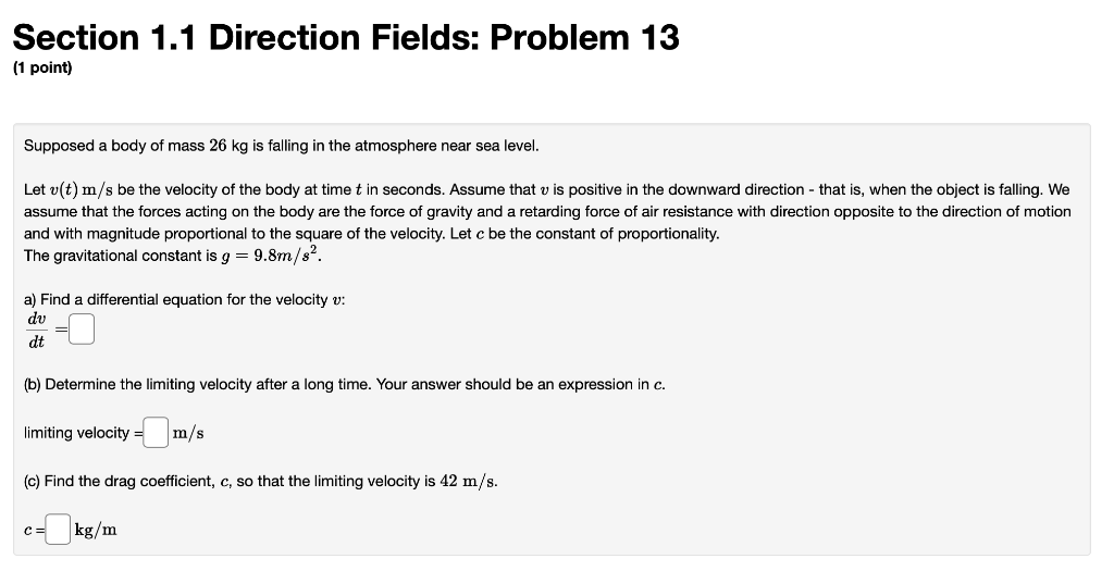 Solved Section 1 1 Direction Fields Problem 13 1 Point