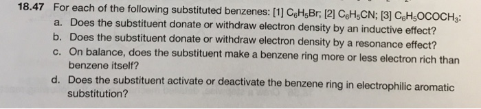 Solved For each of the following substituted benzenes: [1] | Chegg.com