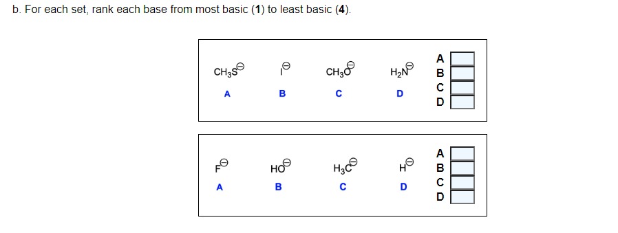 Solved b. For each set, rank each base from most basic (1) | Chegg.com