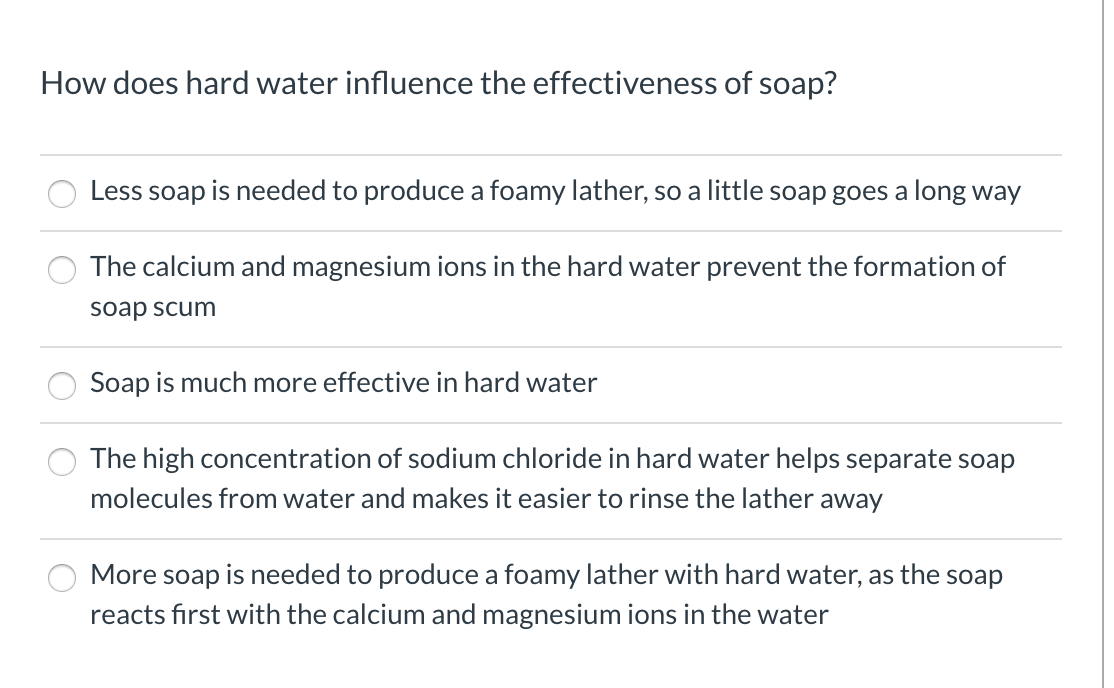 Solved How does hard water influence the effectiveness of | Chegg.com