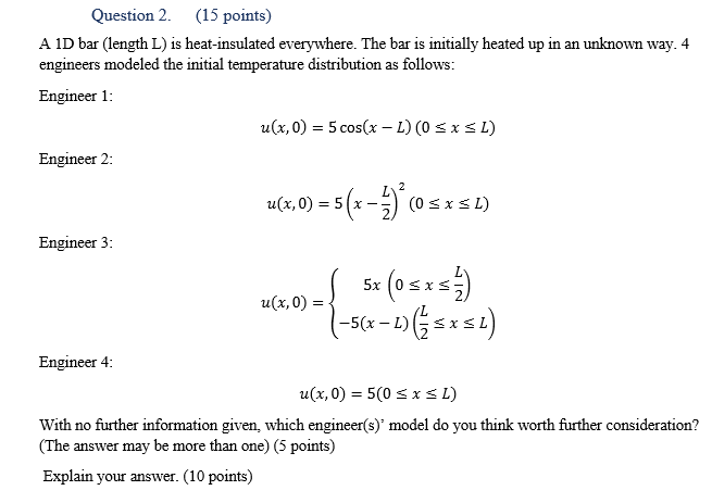 Solved Question 2. (15 points) A 1D bar (length L) is | Chegg.com