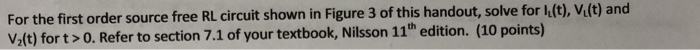 Solved lt) and For the first order source free RL circuit | Chegg.com