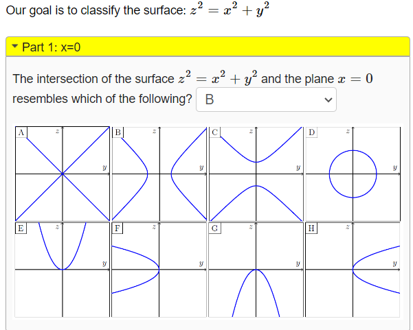 Solved Our goal is to classify the surface: z2=x2+y2 - Part | Chegg.com
