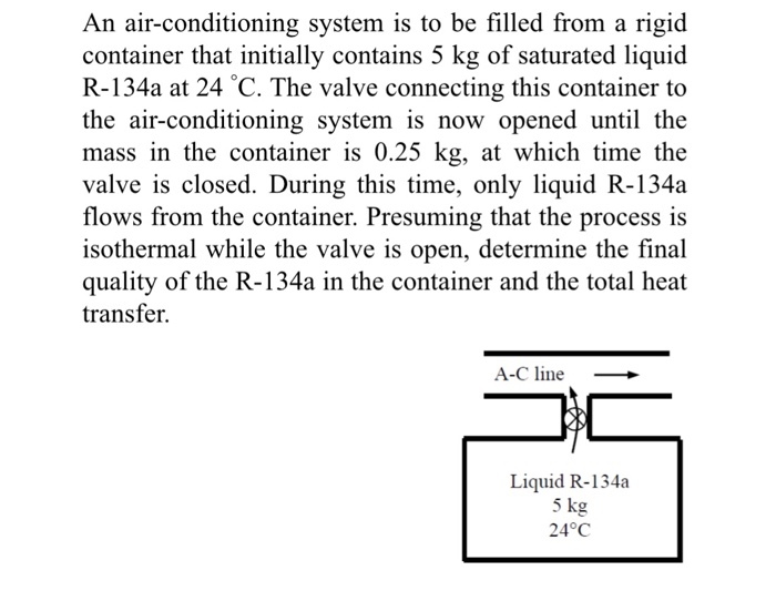 Solved An air-conditioning system is to be filled from a | Chegg.com
