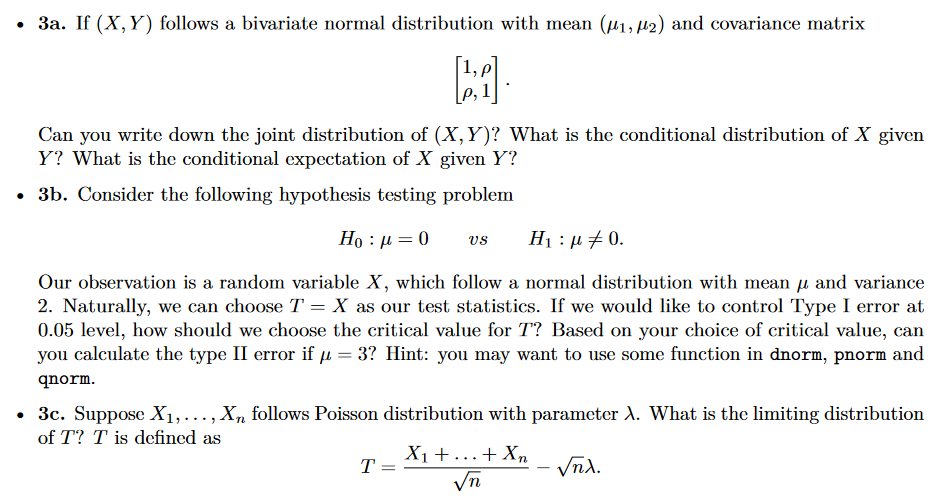 Solved 3a. If (X,Y) follows a bivariate normal distribution | Chegg.com