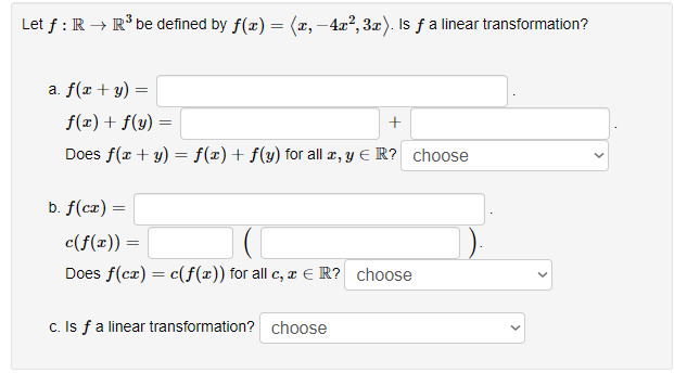 Solved eet f:R→R3 be defined by f(x)= x,−4x2,3x . Is f a | Chegg.com