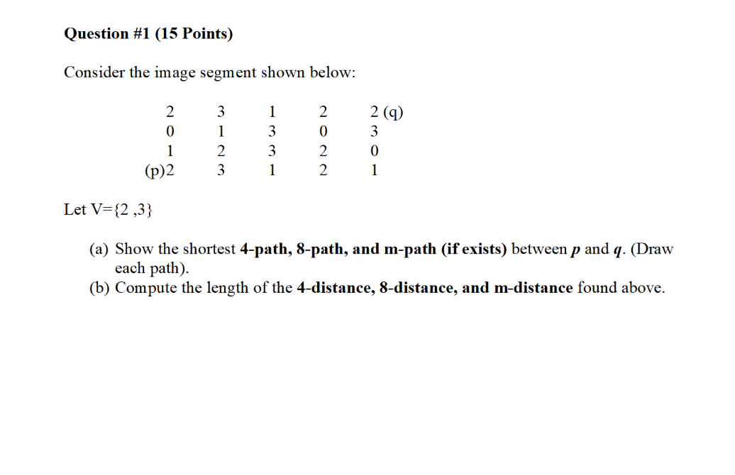 Solved Consider the image segment shown below: Let \\( | Chegg.com