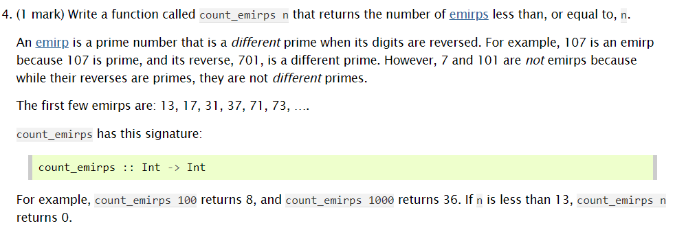 Solved using Haskell, write a function called count_emirps n | Chegg.com