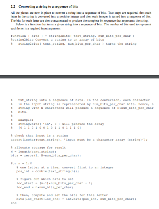 Solved 2.2 Converting a string to a sequence of bits All the | Chegg.com