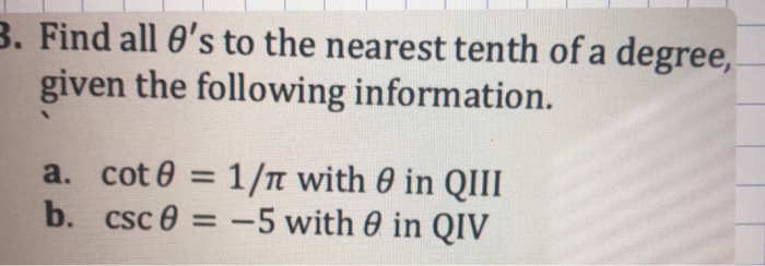 Solved Find all ?'s to the nearest tenth of a degree, given | Chegg.com