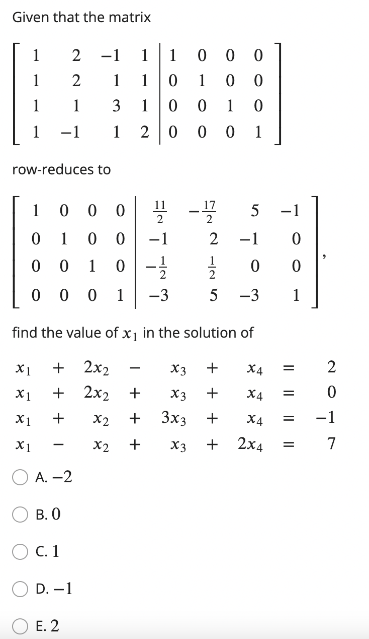 Solved Given that the matrix | Chegg.com