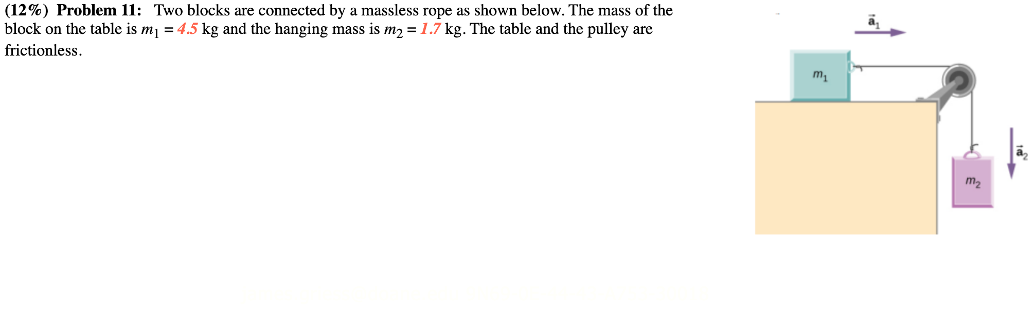 Solved (12%) Problem 11: Two blocks are connected by a | Chegg.com