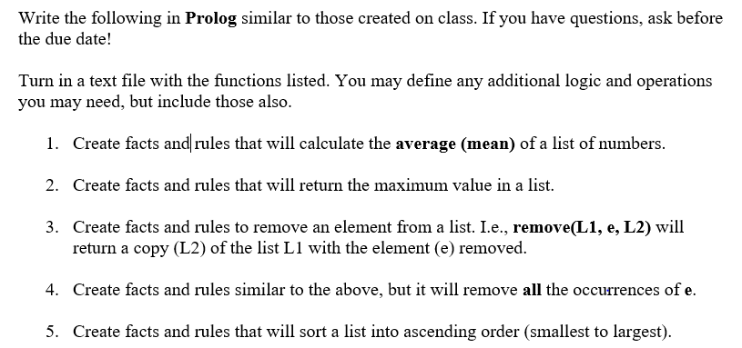 Solved Write the following in Prolog similar to those | Chegg.com